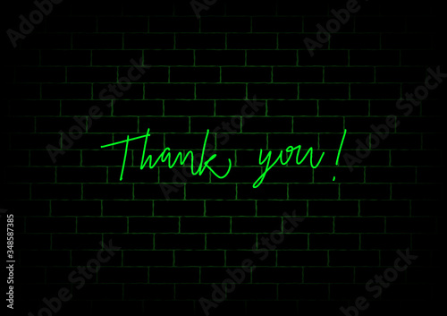 Thank you hand lettering with green neon Stock Vector | Adobe Stock
