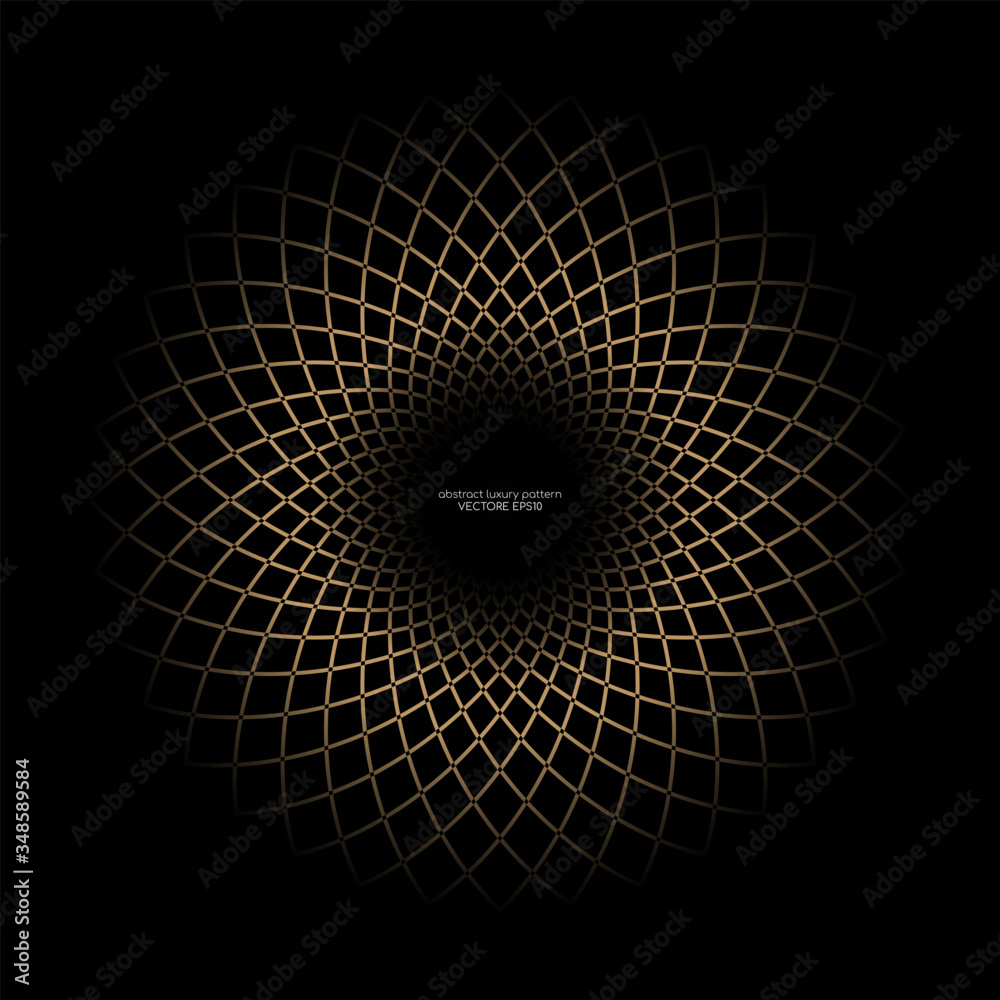 Abstract luxury gold lines weaving pattern in circle shape isolated on ...