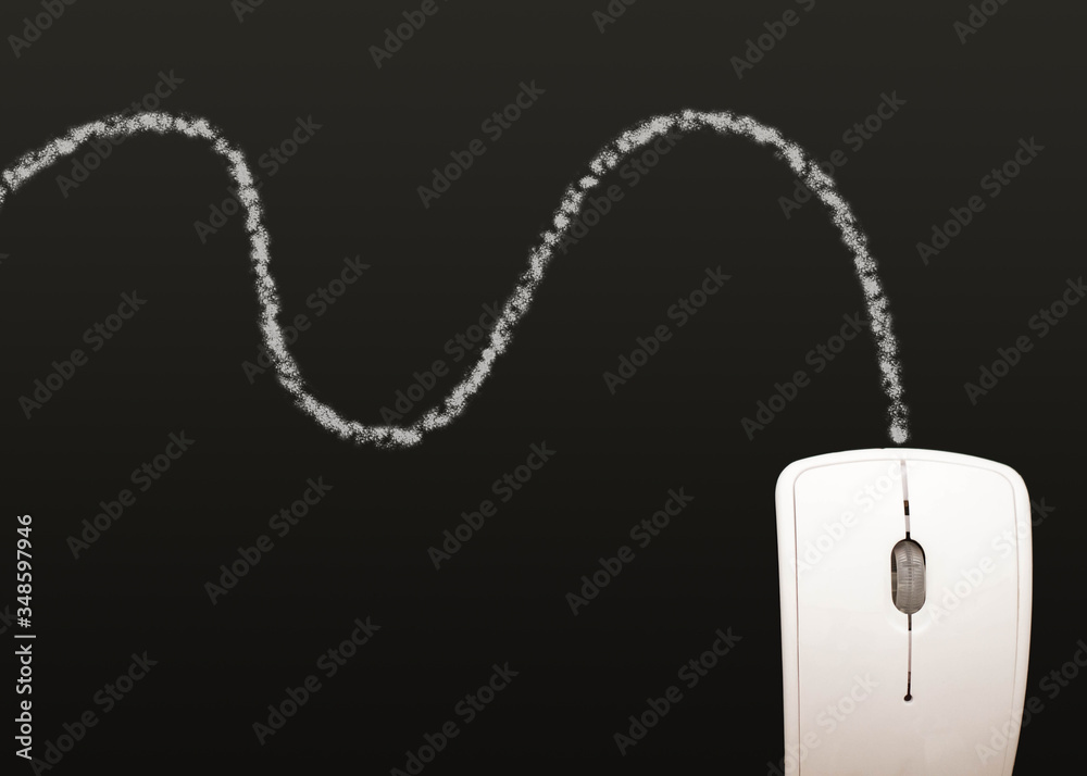 Computer mouse drawing a curved line with chalk Stock Photo | Adobe Stock