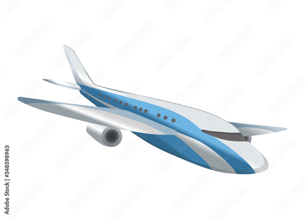 Airplane on white background. Airliner in side view. Vector realistic ...
