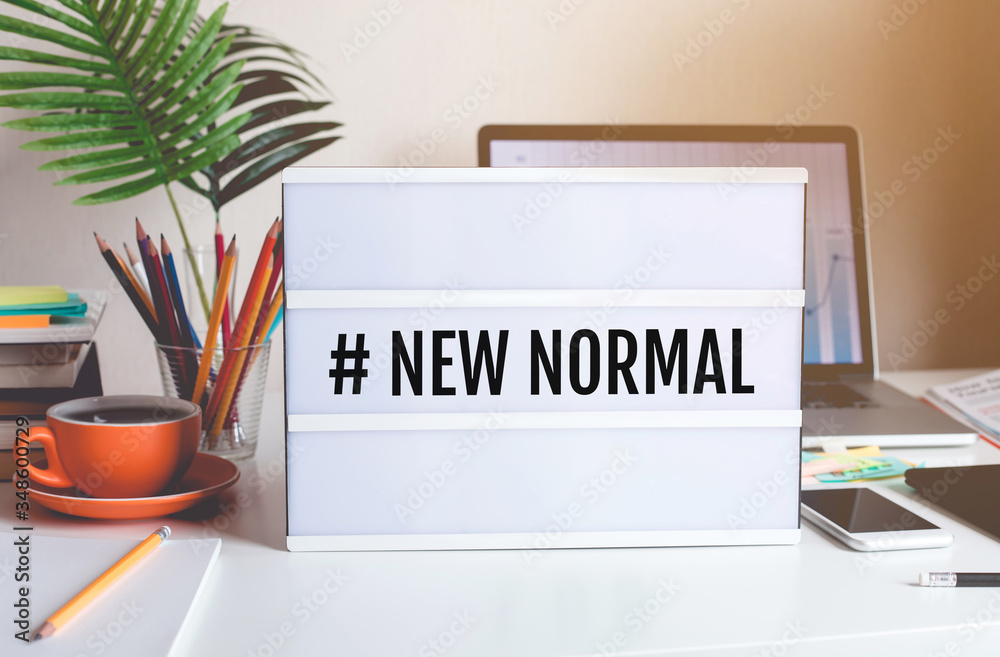 New normal trendy,stay home,work from home,social distancing concepts ...