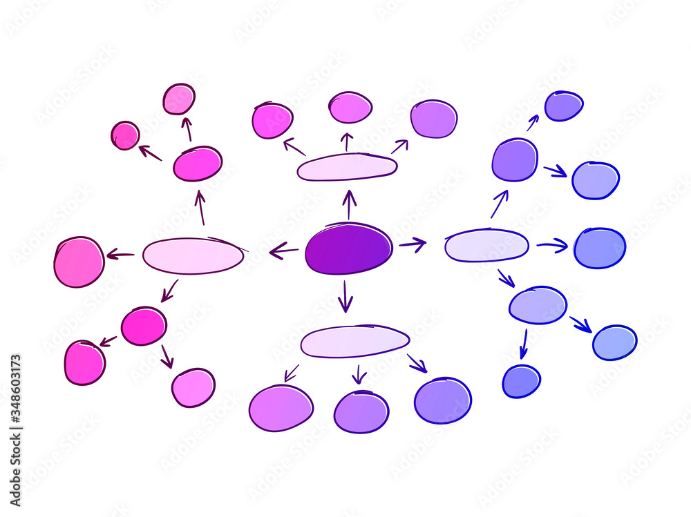 Vector gradient colored plan scheme, mind map isolated on white ...