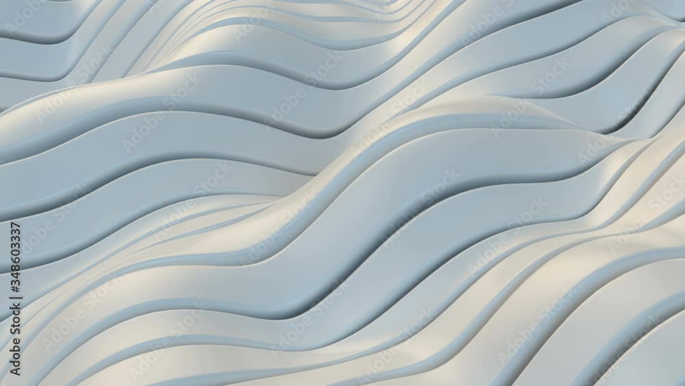 4k 3D animation of white stripes is transformed into a single wavy ...