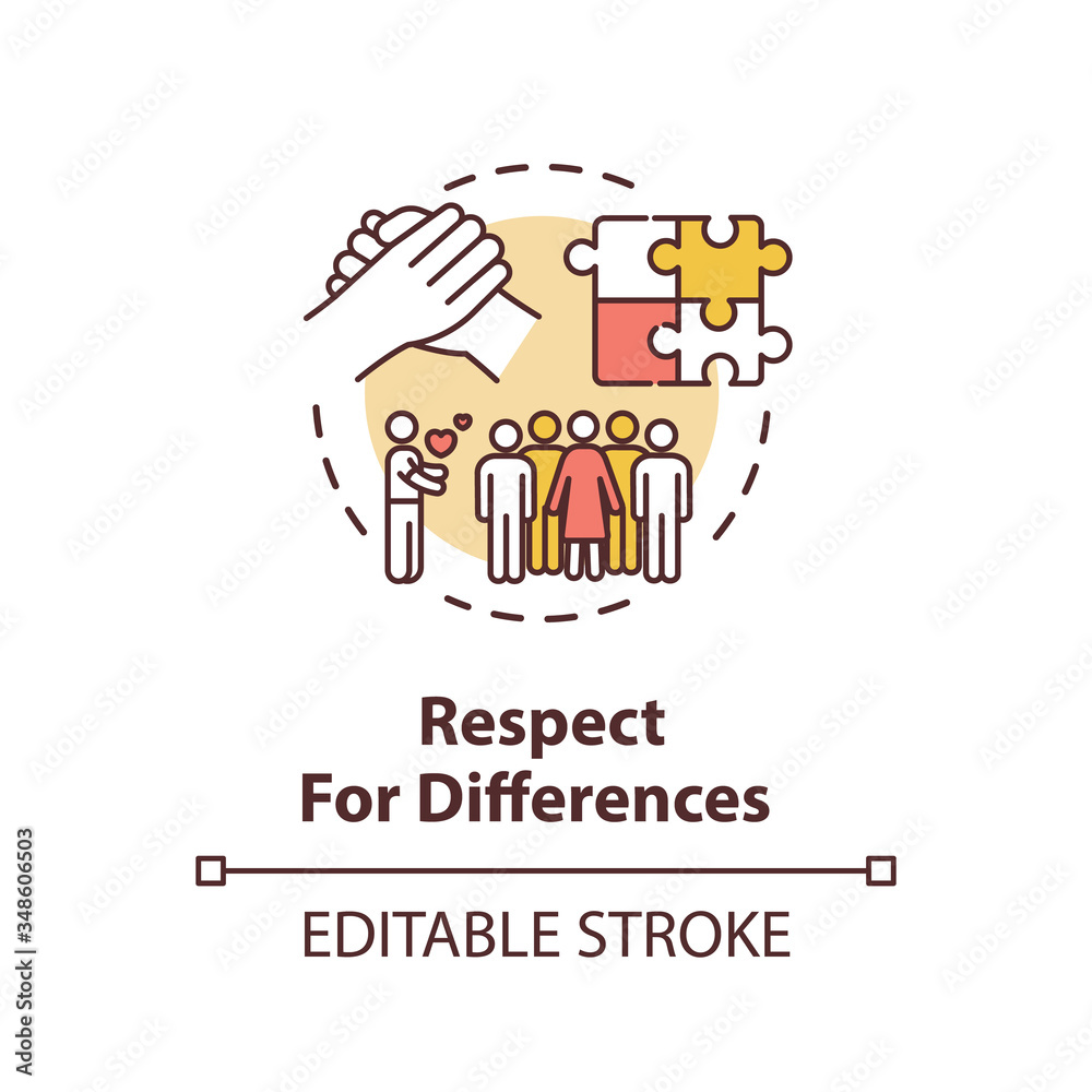Respect for differences concept icon. Social right. Human equality ...