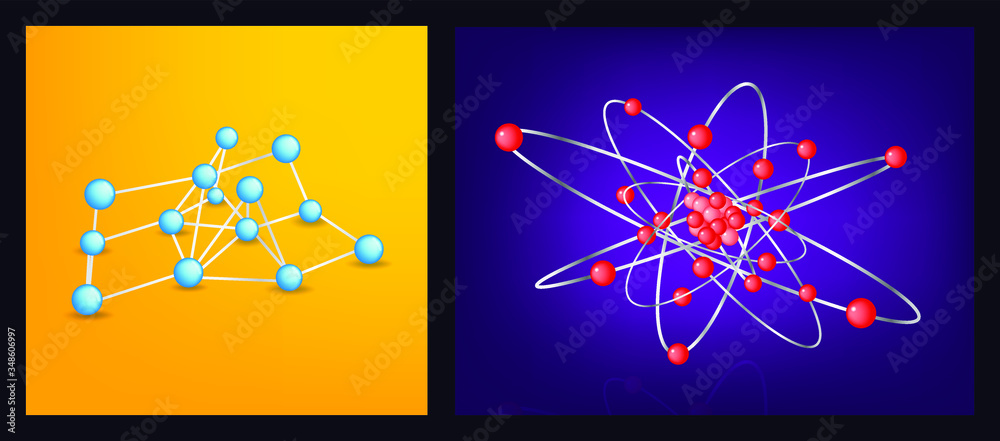 Sphere molecule design isolated on background atom connected spherical ...