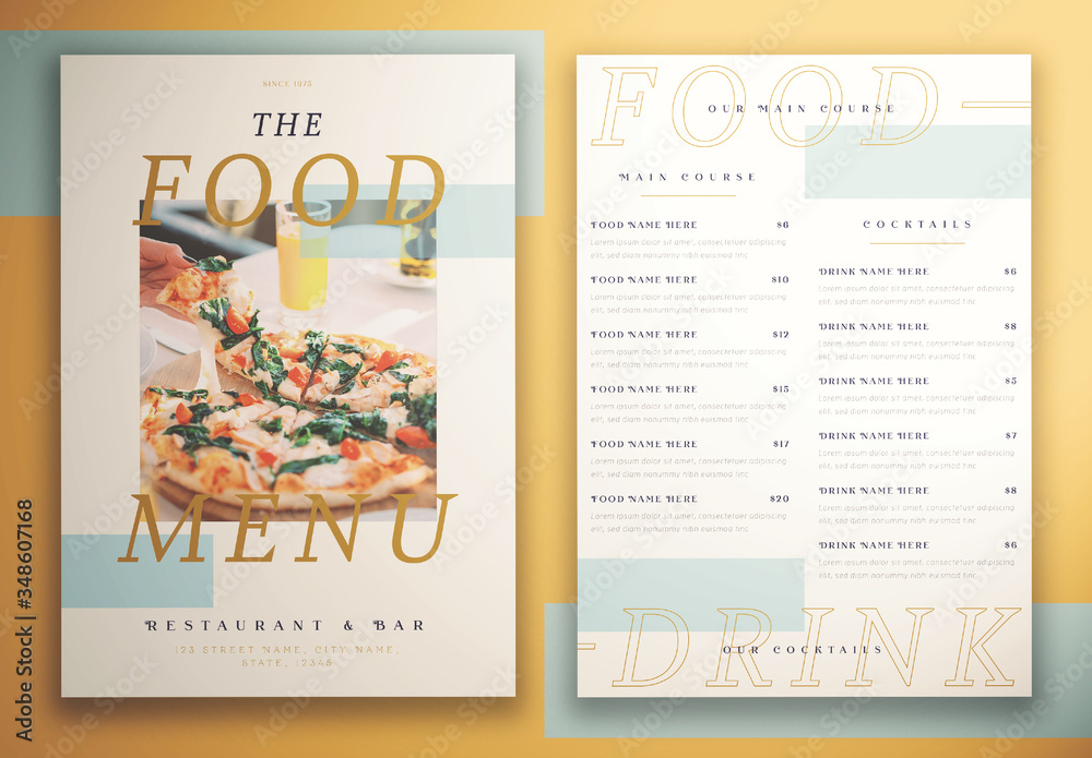 Food Menu Layout with Simple Elements Stock Template | Adobe Stock