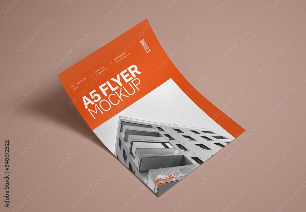 Realistic A5 Flyer Mockup Stock Template | Adobe Stock