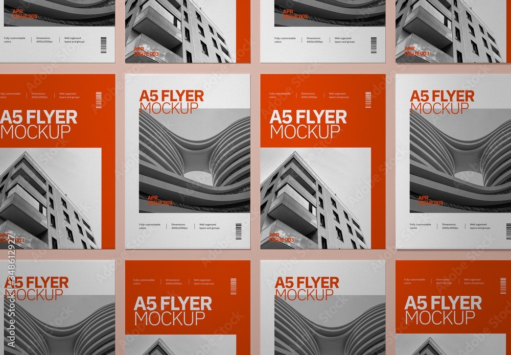 Realistic A5 Flyer Mockup Stock Template | Adobe Stock