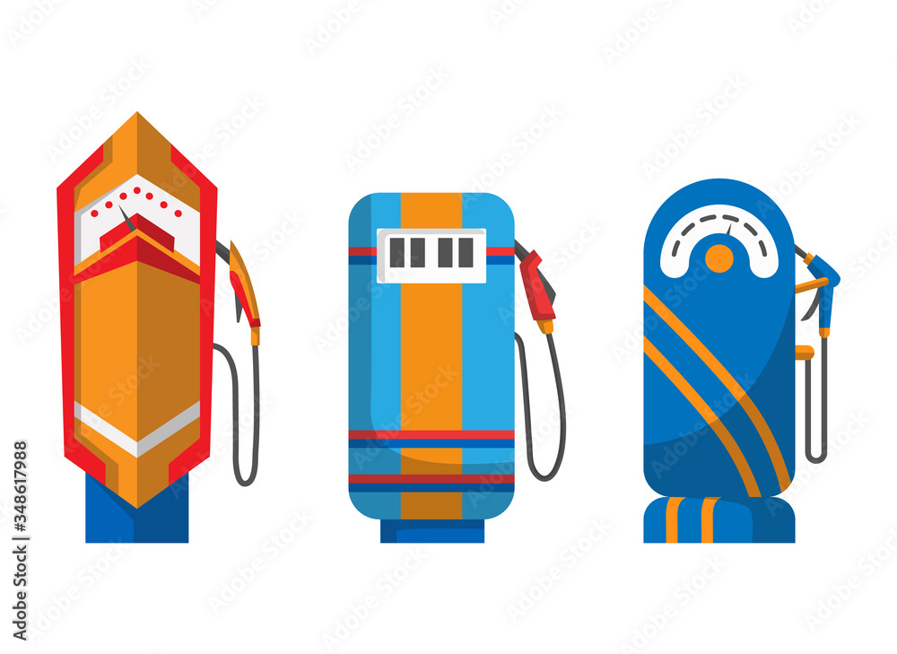 Gasoline pump retro design. Fuel. Flat vector element for banner or ...
