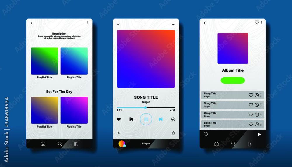 Vecteur Stock Social Media Network Inspired By Spotify Music Player Interface By Subscription