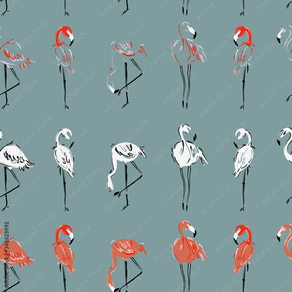 seamless pattern with flamingo in different poses and colors. Design ...