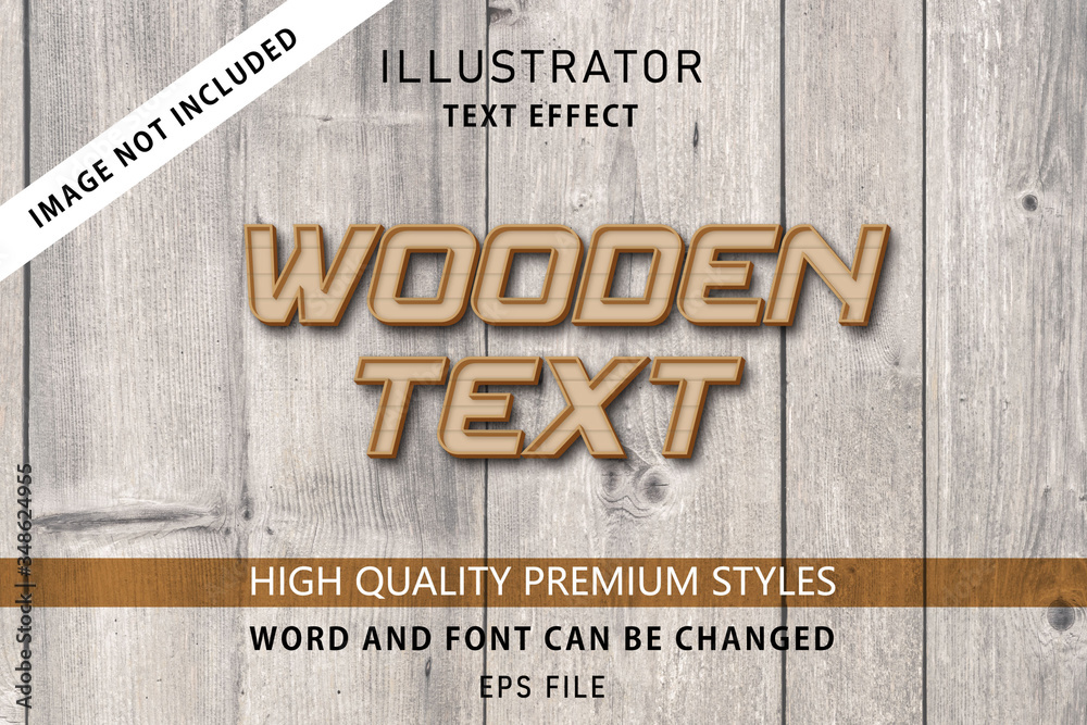 Editable illustrator wooden style text effect Stock Vector | Adobe Stock