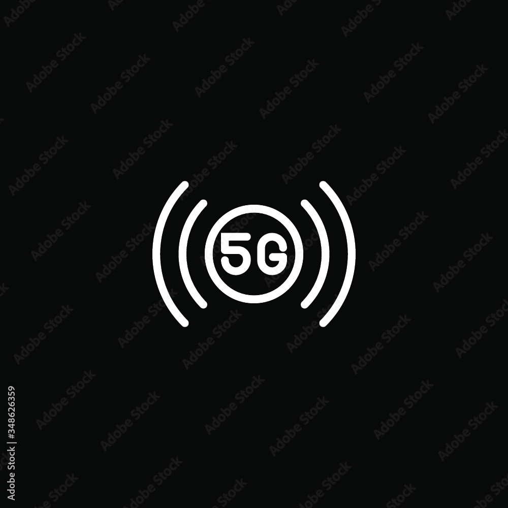 5G network signal outline icon for web and mobile app on black ...