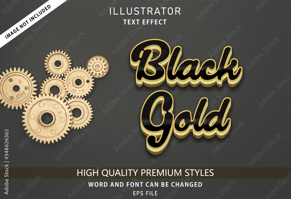 Editable illustrator black gold style premium text effect Stock Vector ...
