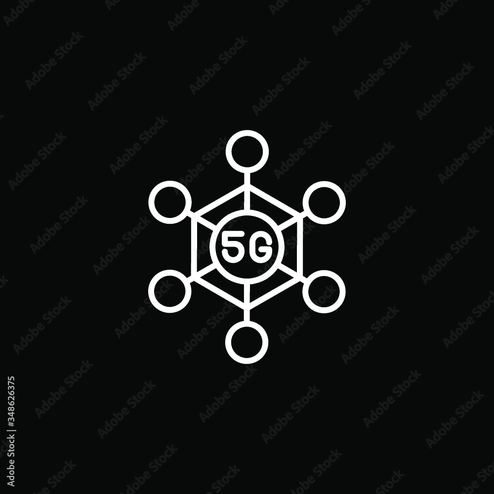 5G network signal outline icon for web and mobile app on black ...