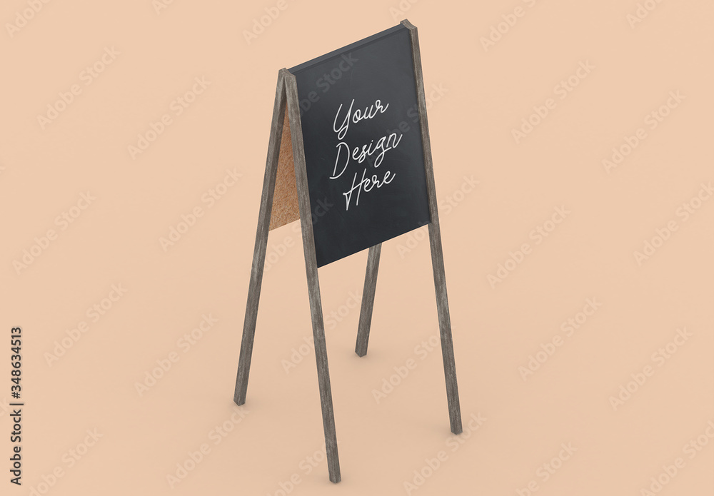 Isometric White Wooden Advertising Board with Plants Mockup Stock ...