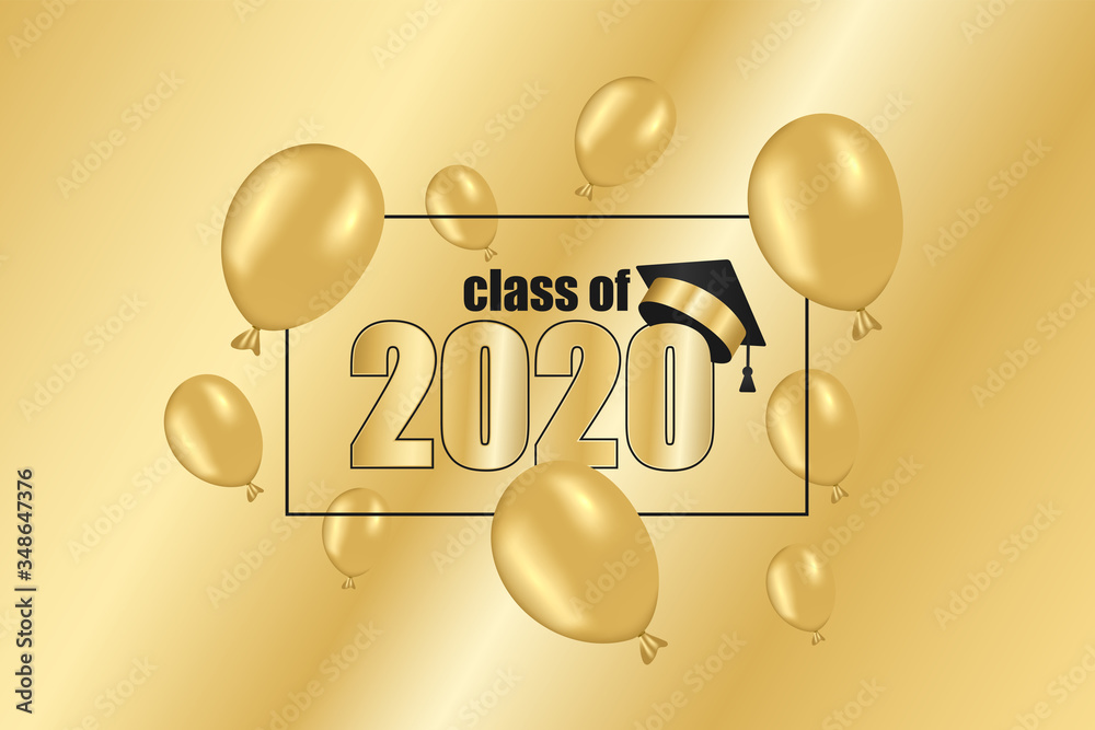 Class of 2020. Gold background and number with black education academic ...