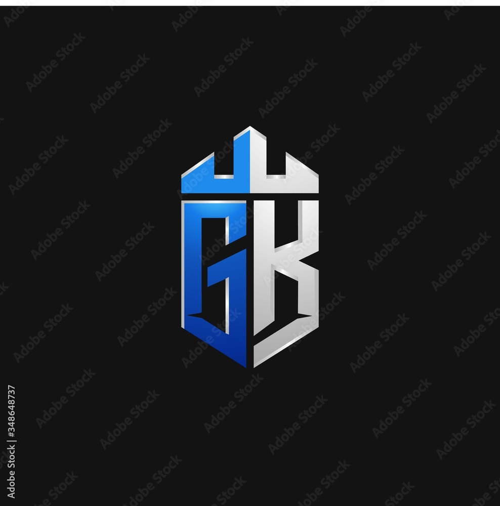 GK initials shield logo monogram designs modern templates . Stock ...