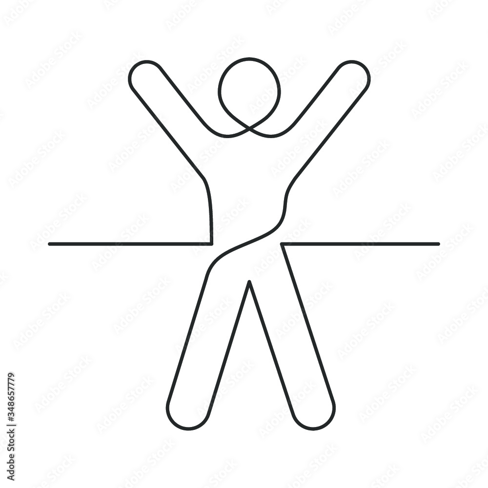Continuous line drawing of human on white background. Icon of human ...