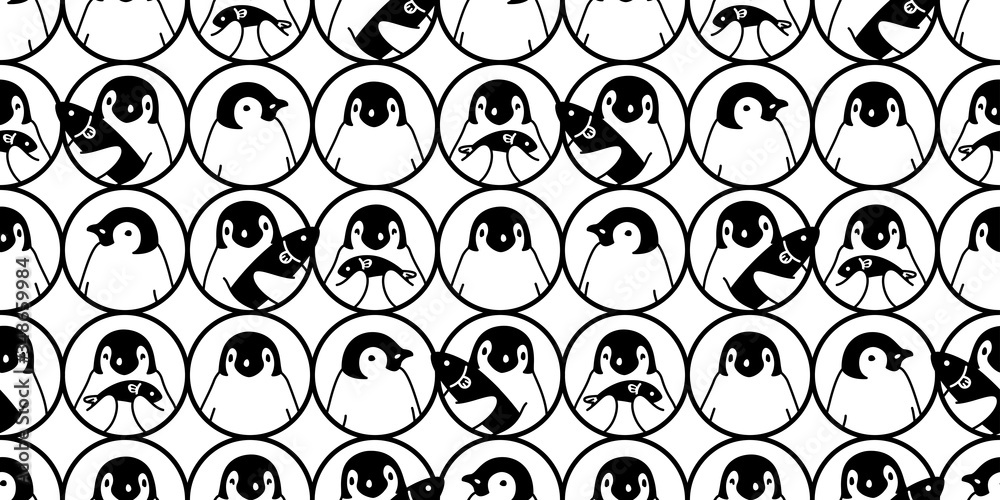penguin Seamless pattern bird vector cartoon polka dot scarf isolated ...