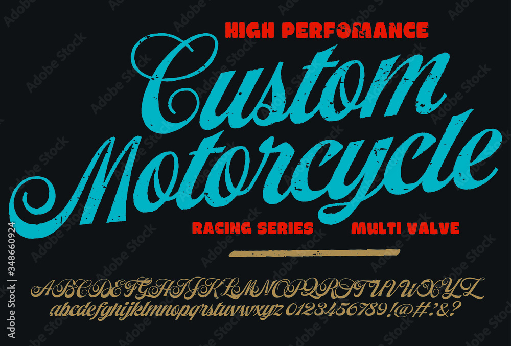 Vintage brush script lettering font, handwritten calligraphic alphabet ...