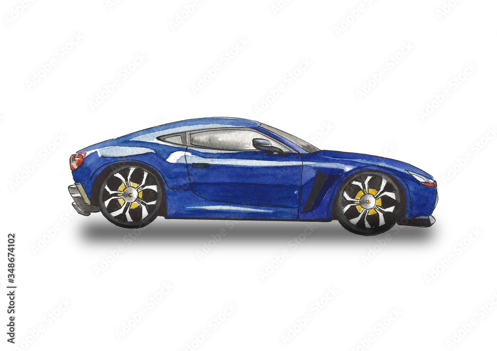 blue car isolated on white, sport race car illustration, race, vehicle ...