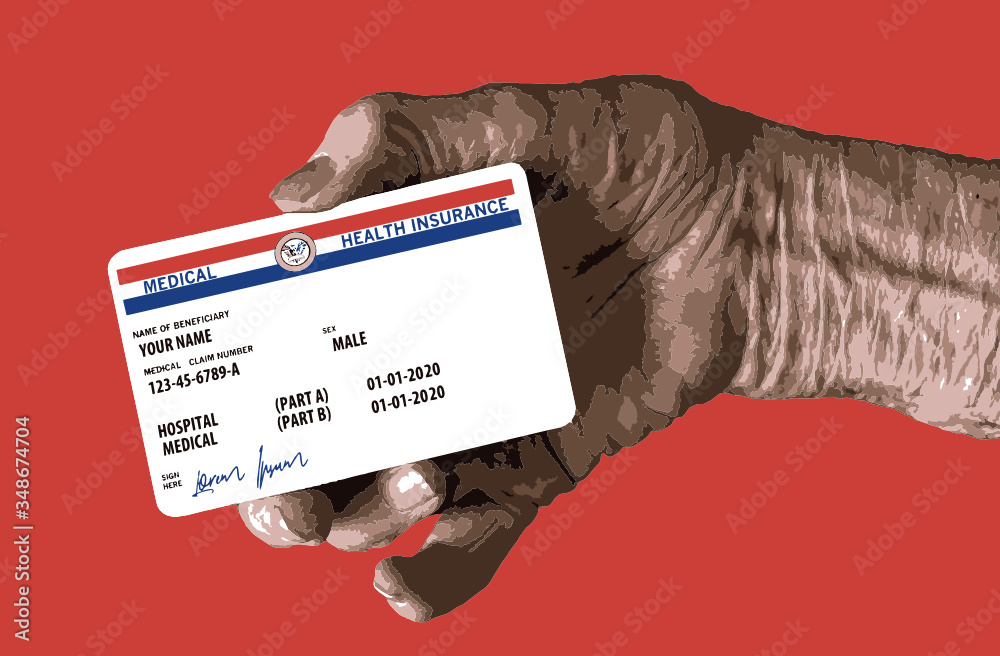 Here is a mock, generic, 2020 Medicare Health Insurance card held in an ...