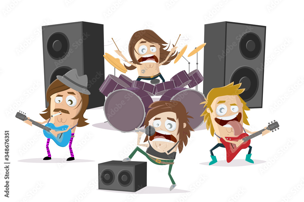 Funny Cartoon Rock Group