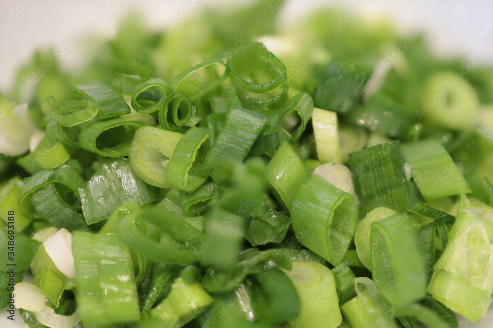 Chopped spring onion, green onions, Scallions, is derived from various ...