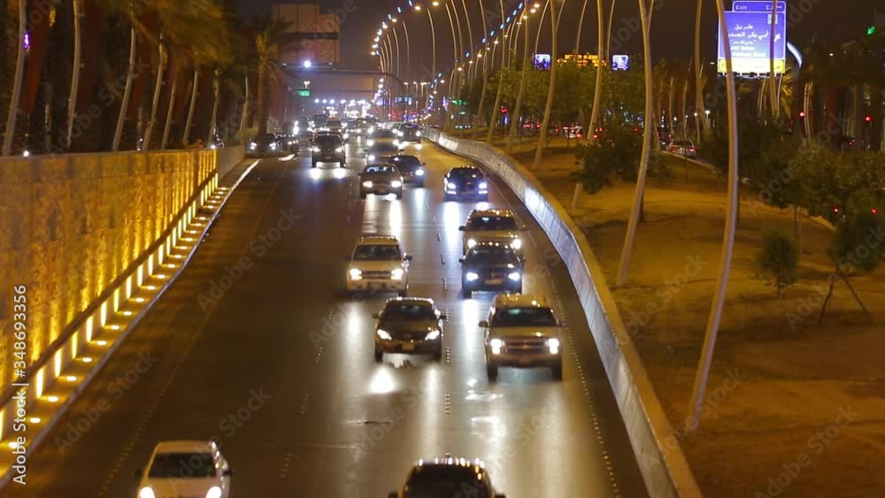 RIYADH, SAUDI ARABIA - JANUARY 11, 2018: A traffic congestion builds up ...