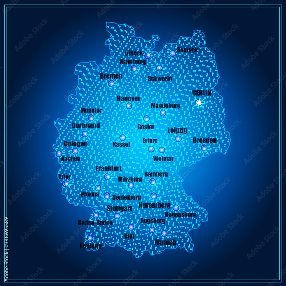 Map of Germany. Bright illustration with colorful Germania map. Germany ...