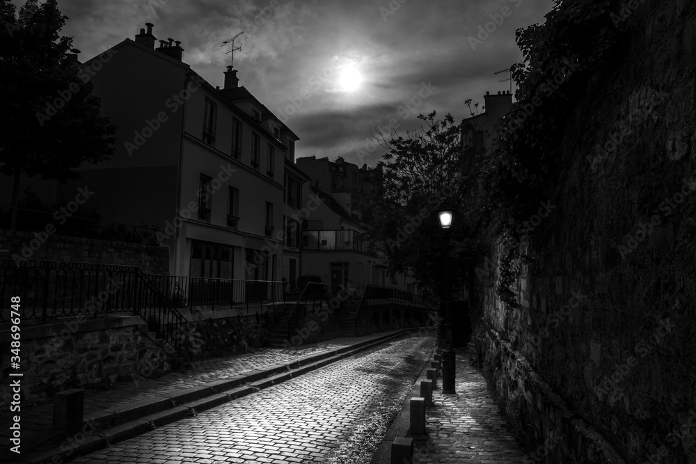 Paris Streets At Night Black And White