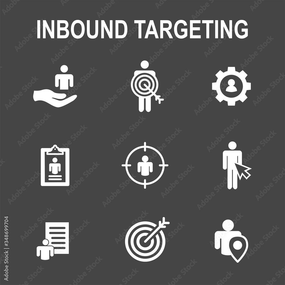 Inbound Marketing Icons with targeting imagery to show buyers ...