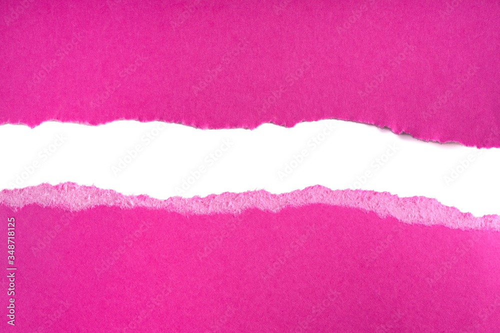 Fotka „Ripped pieces of purple paper isolated on white background ...