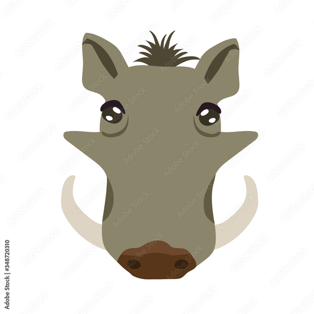 African Animal - Warthog Head/Face - Vector Cartoon Stock Vector ...