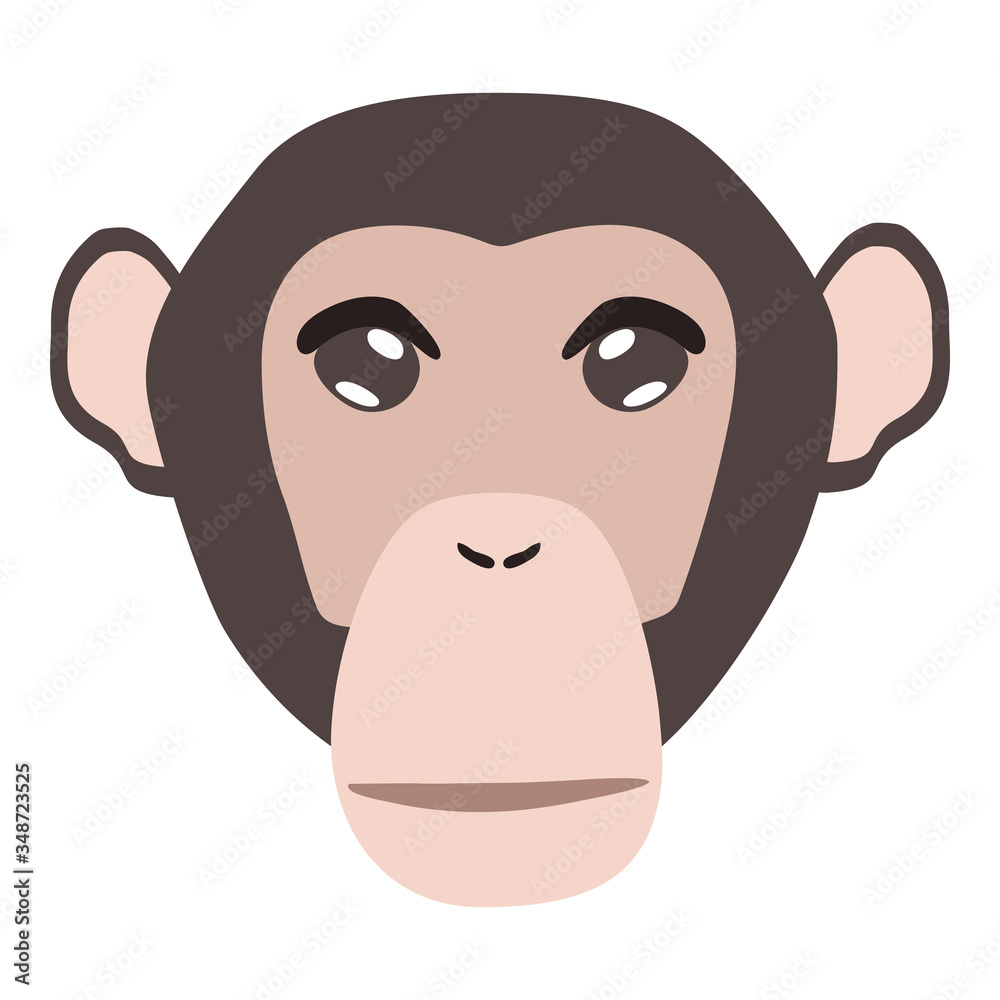 African Animal - Chimpanzee Head/Face - Vector Cartoon Stock Vector ...
