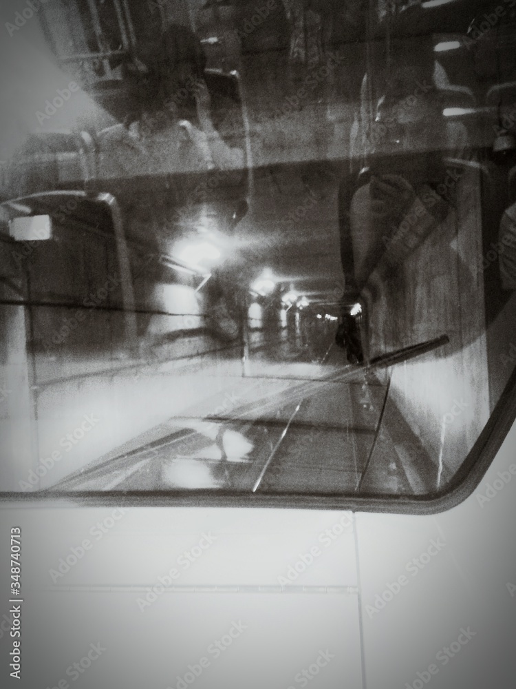 Reflection Of Commuters On Window In Train Stock Photo | Adobe Stock