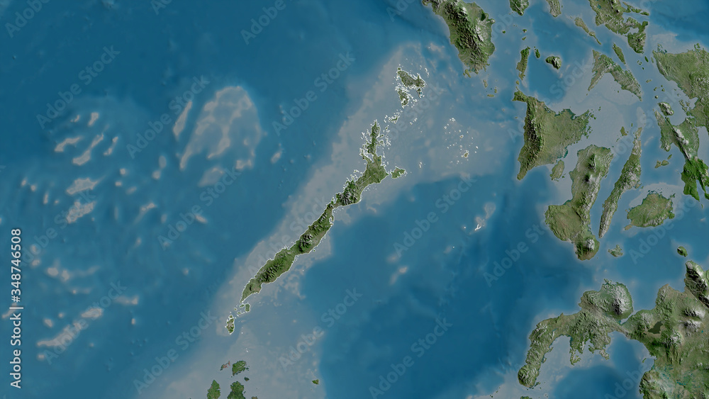 Palawan, Philippines - outlined. Satellite Stock Illustration | Adobe Stock