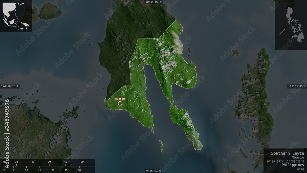 Southern Leyte, Philippines - composition. Satellite Stock Illustration ...