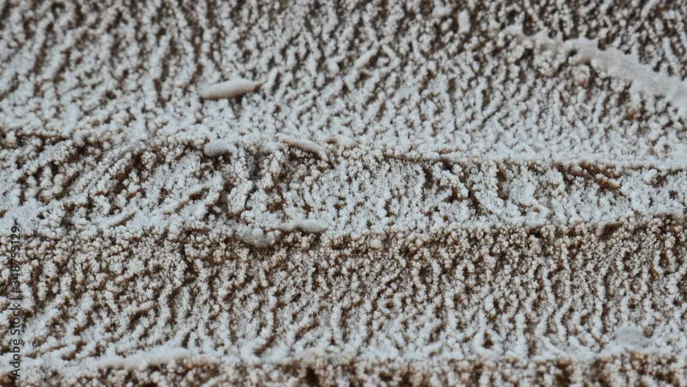 Move the camera angle from left to right, Chocolate ice cream surface ...