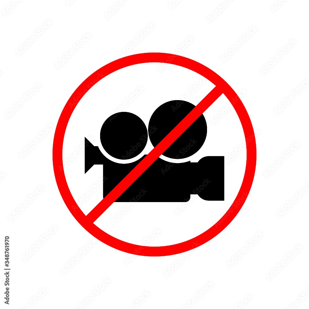 No recording red prohibition sign. No video sign. No video camera ...