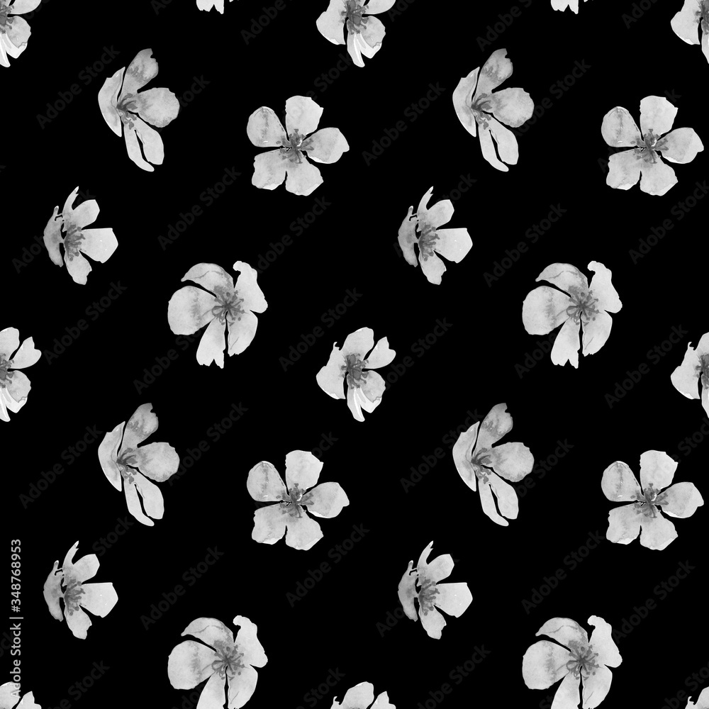 Watercolor cherry blossom flower seamless pattern. Sakura beautiful ...