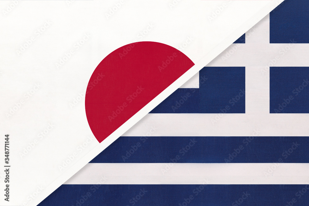 Japan vs Greece, symbol of two national flags. Relationship between ...
