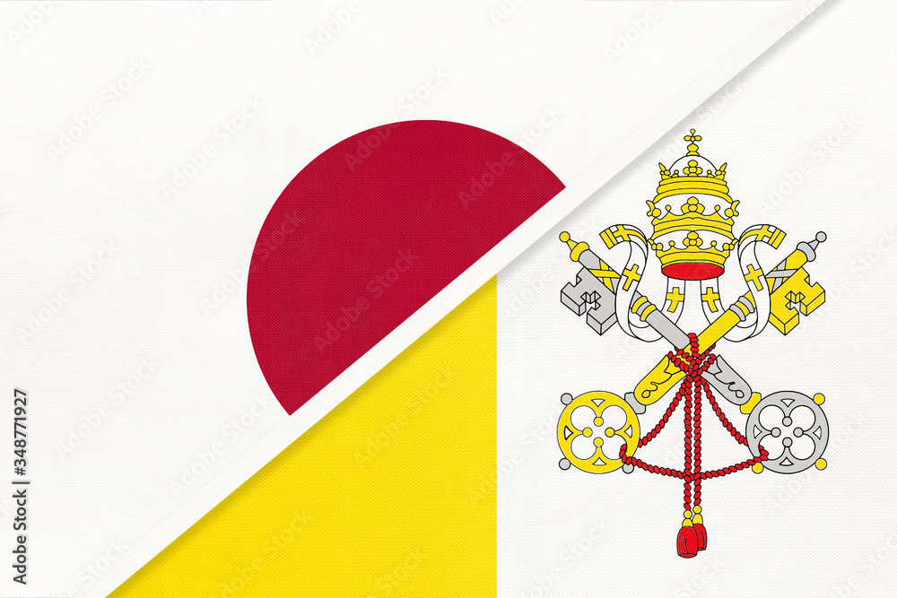 Japan vs Vatican, symbol of two national flags. Relationship between ...