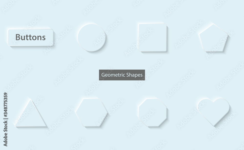 Neumorphism ui design geometric shapes Stock Vector | Adobe Stock