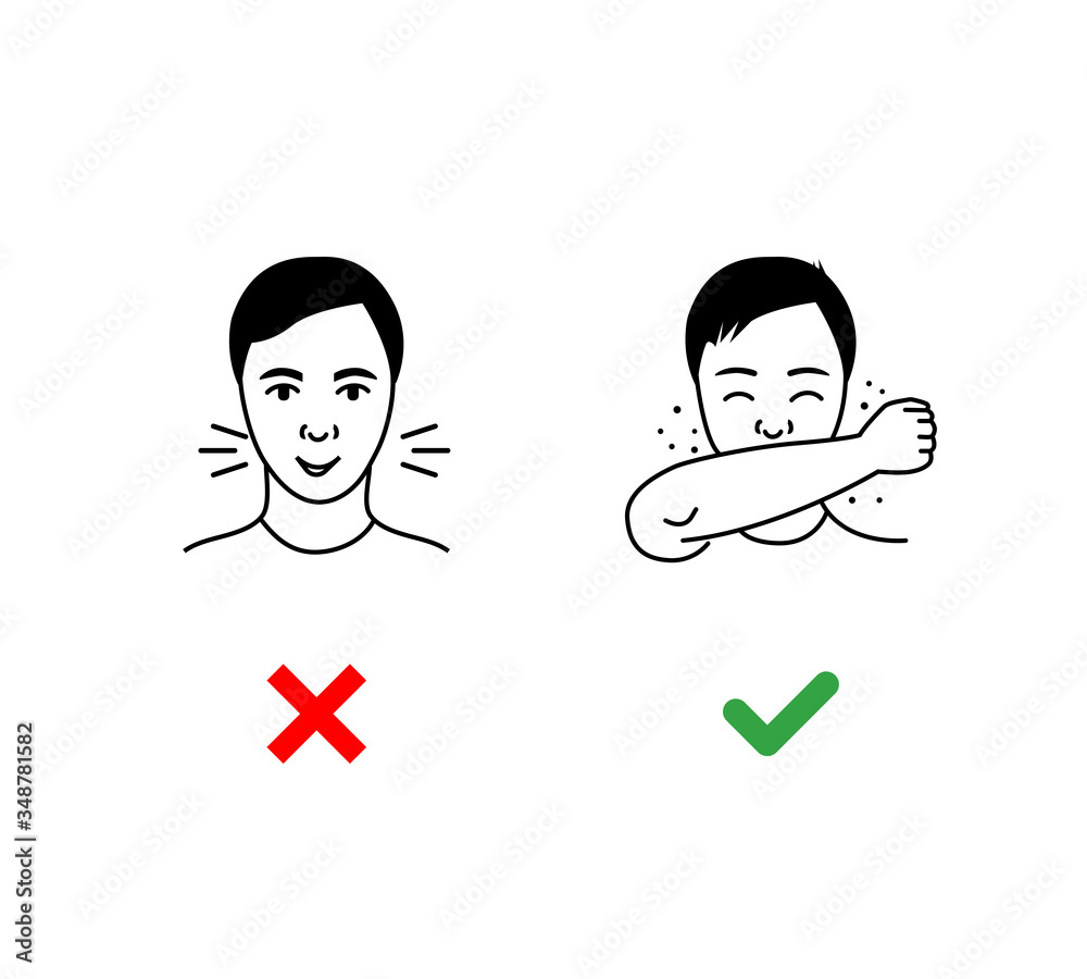 Vetor Do Stock Sneeze Iconsneeze Into Elbow Icon How To Cough And