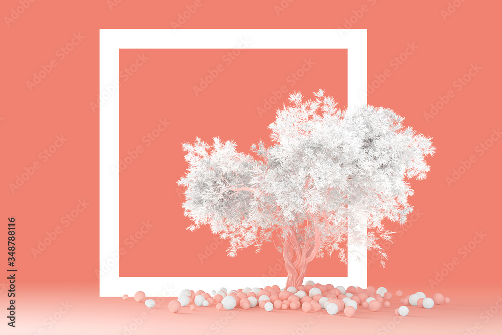 3D rendering of minimal clean design concept of a softwood tree with a ...