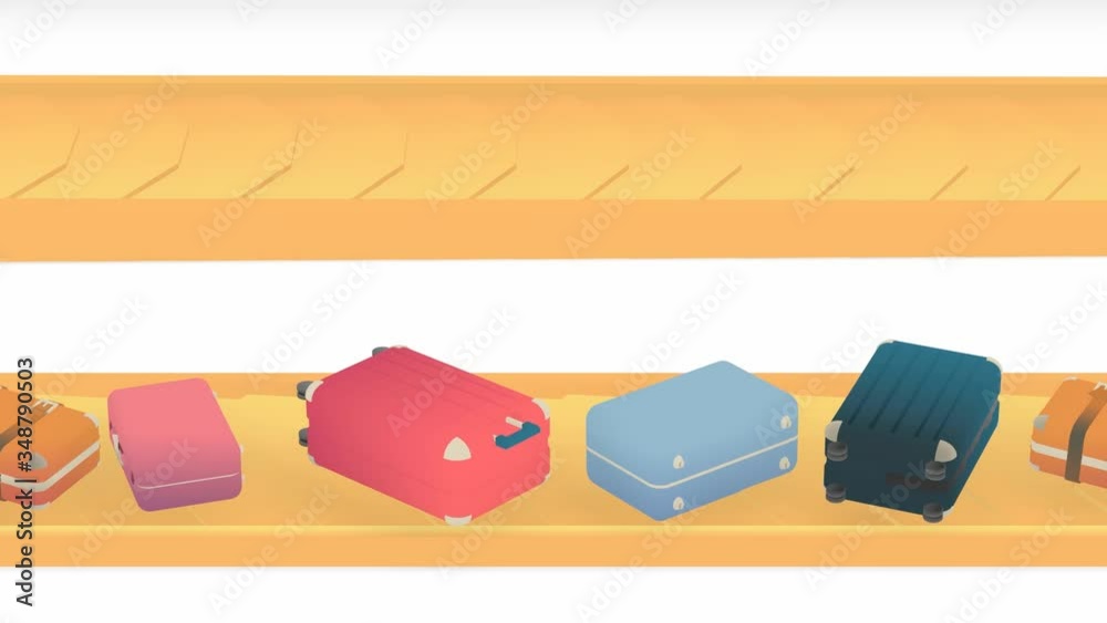 luggage travel bag belt airport colorful cartoon slide animation 3D ...