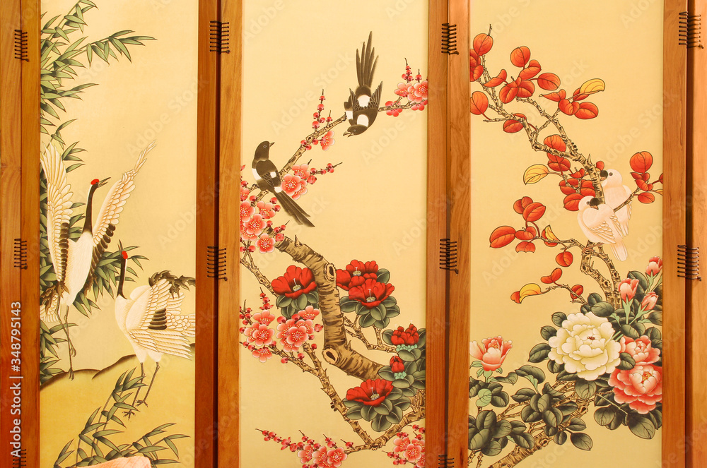 Details of a traditional Chinese classic standing screen Stock Photo ...
