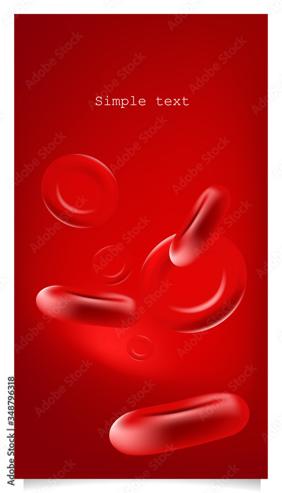 Red blood cells 3d color vector background with text space. Bloodstream ...
